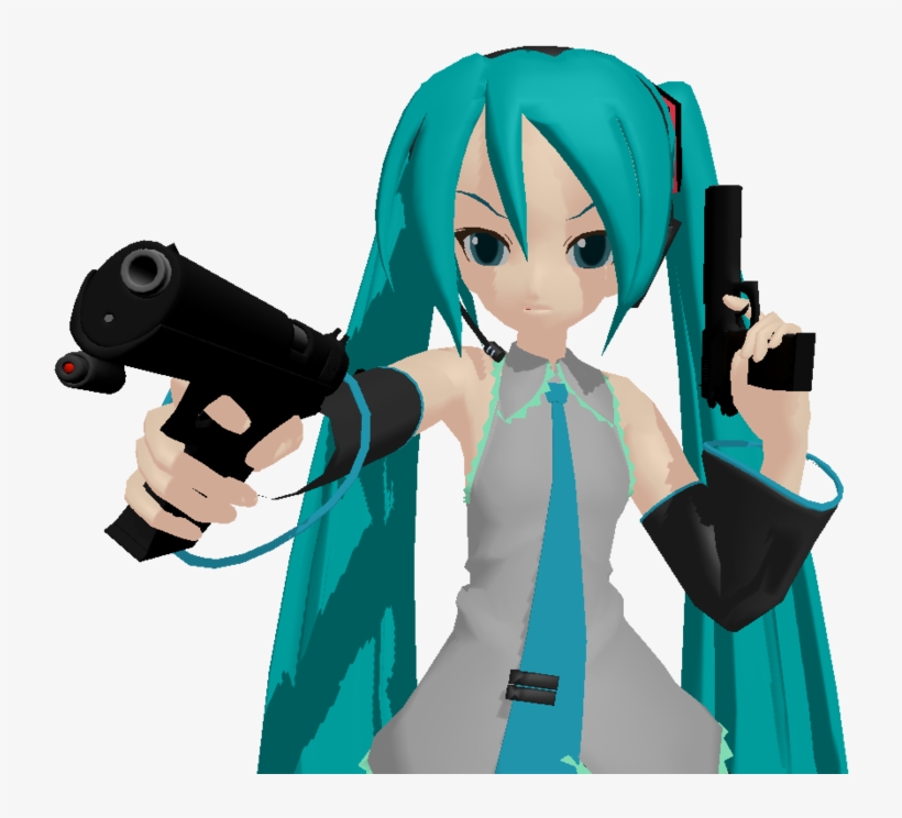 1 - Hatsune Miku With A Gun Transparent PNG - 1192x670 - Free Download ...