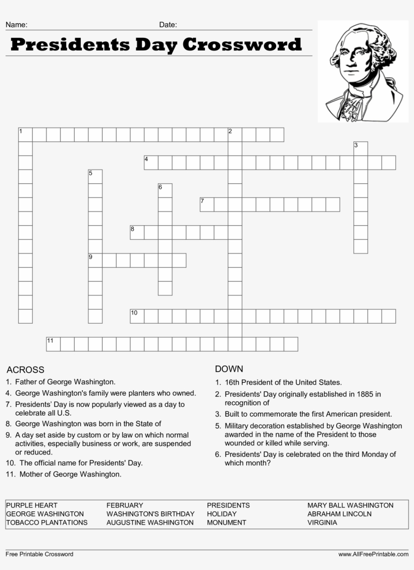 Download Us Presidents Day Crossword Puzzle Main Image - Presidents Day ...