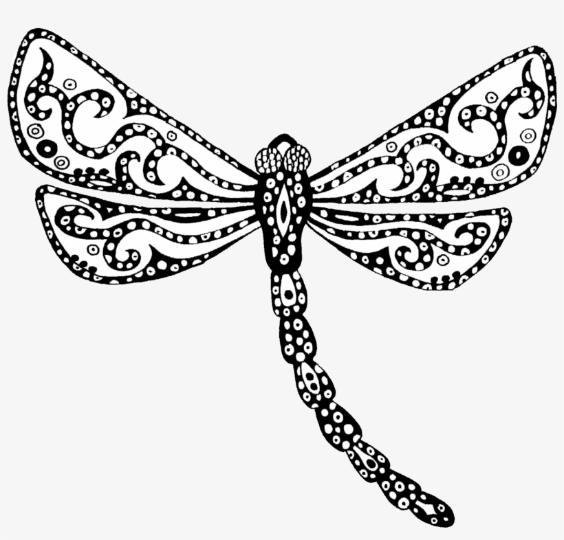 Drawing Doodle Line Art Dragonfly - Zentangles Dragonfly Transparent ...