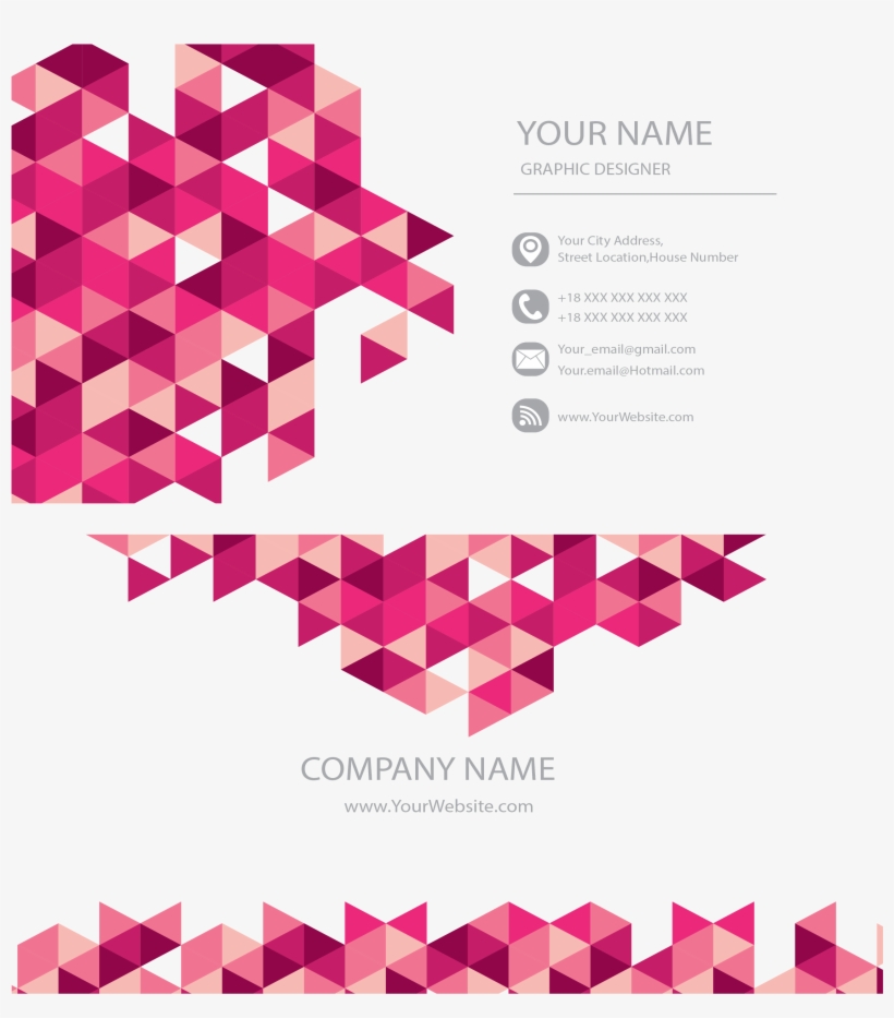 Cards Geometry Visiting Purple Red Triangle - Business Card Triangles ...