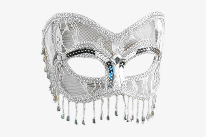 White & Silver Masquerade Mask - White Masquerade Mask Png Transparent ...