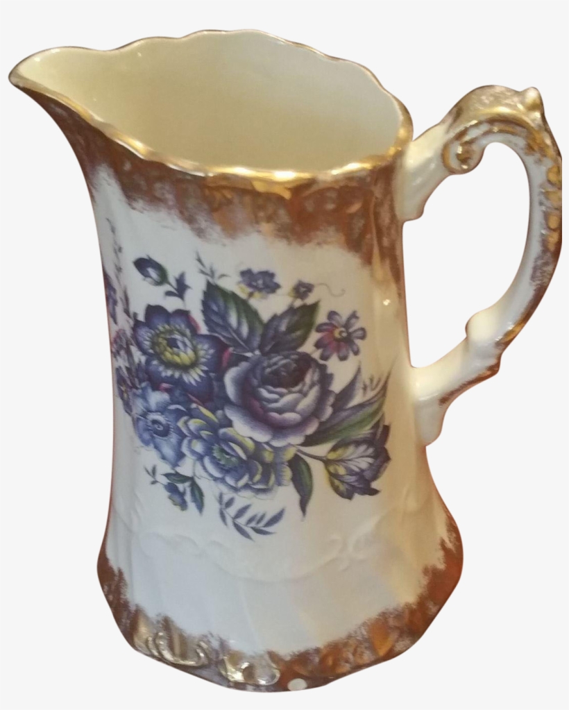 Creamy English Royal Falcon Ware Water Pitcher Or Vase - Blue And White ...