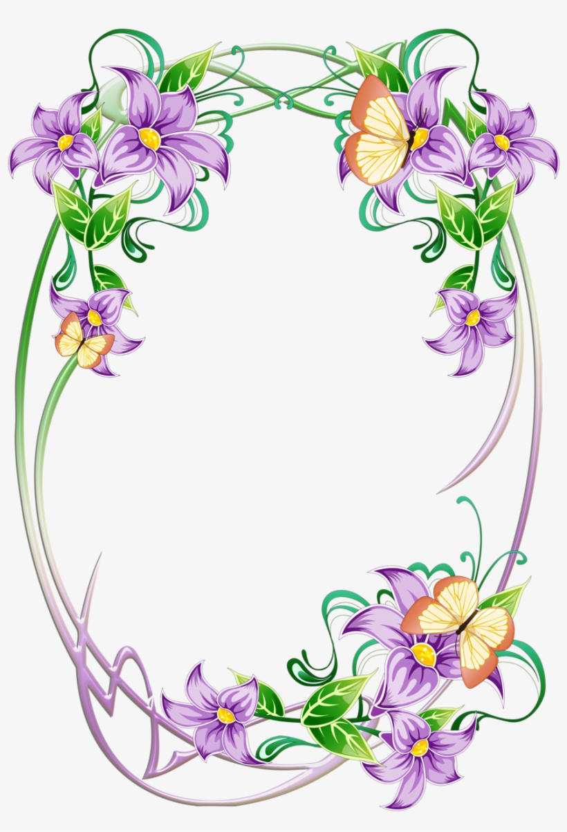 Butterfly And Flowers Border Themes Transparent PNG - 560x800 - Free ...