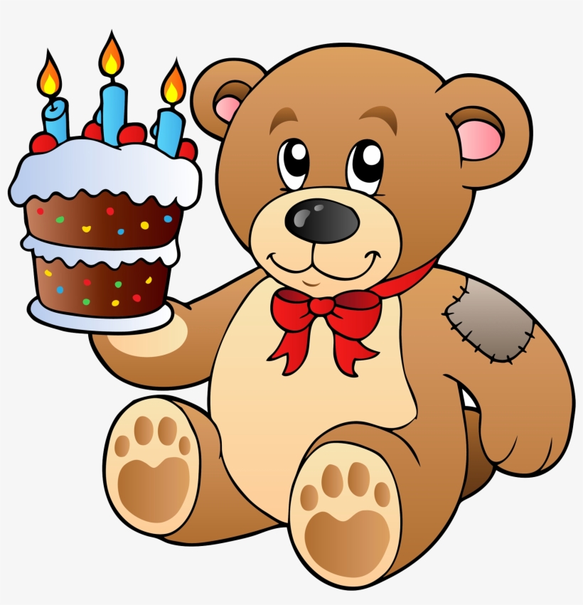 Download Birthday Cake Teddy Bear Clip Art - Teddy Bear With Gift ...