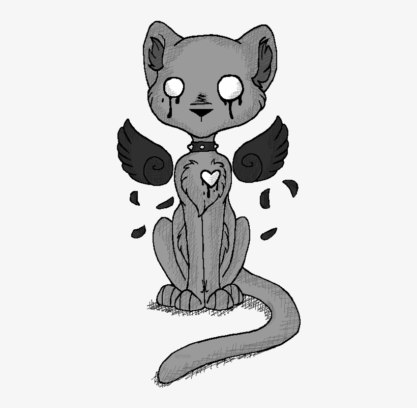 Emo Kitty By Bepo89 - Drawing Transparent PNG - 494x778 - Free Download ...
