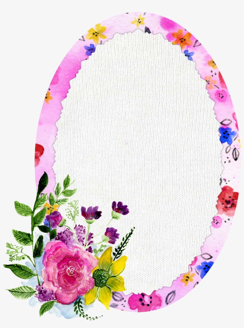 Download Label Watercolor Pink Oval Floral Tag Scrapbook - Watercolor ...