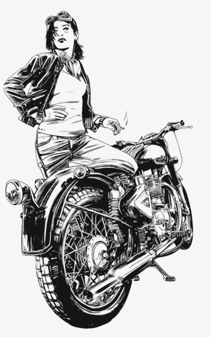 Drawing Motorcycle Moto - Women Motorcycle Png Transparent PNG ...
