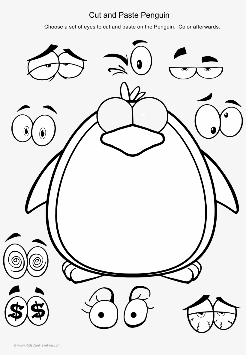 Cut And Paste Penguin Activity Http - Cut And Paste Shark Transparent ...