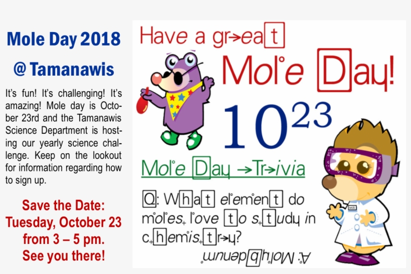 Upcoming Events - Happy Mole Day Transparent PNG - 1236x847 - Free ...