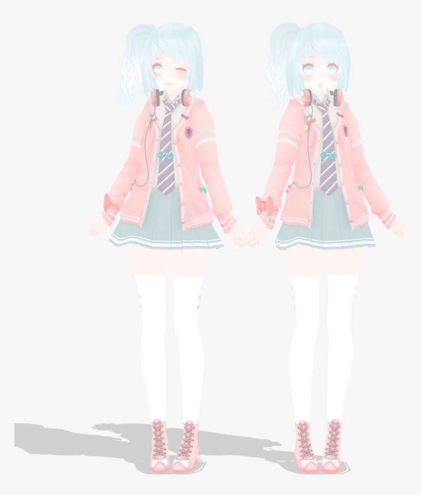 Download Ribbon Girl Miku Ribbon Girl Miku Dl Model Mmd By - Mmd Tda ...