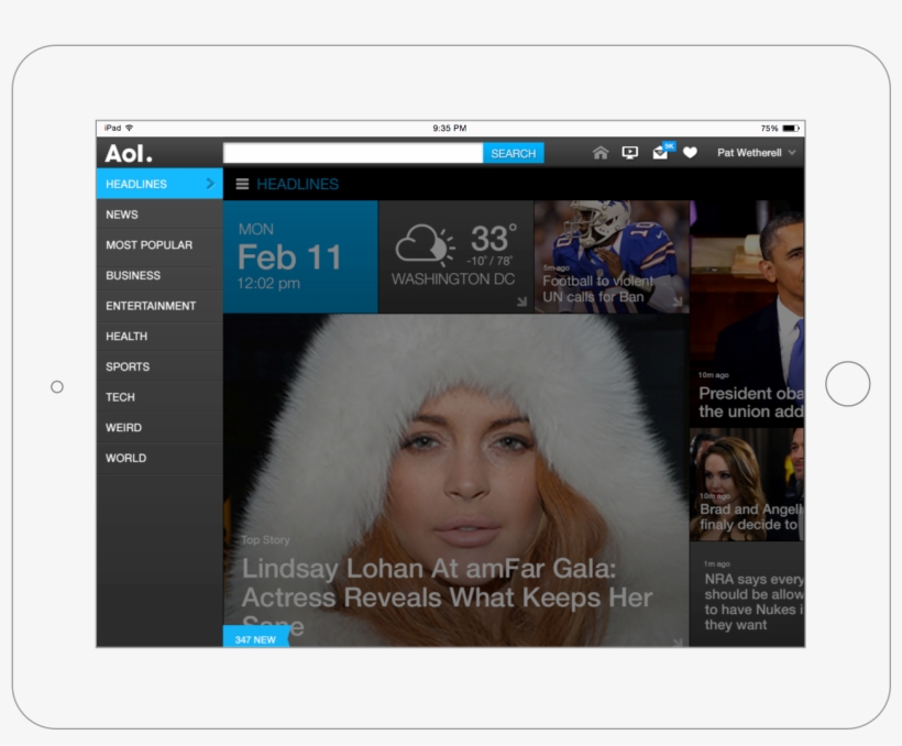 Visual Design And Ui Design For Aol Native Ipad App - Portable Network ...