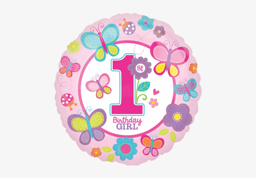 18" Sweet Birthday Girl Foil Balloons - Butterfly 1st Birthday ...