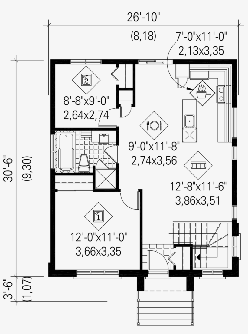 Contemporary Floor Plan - Blueprints For House Designs Transparent PNG ...