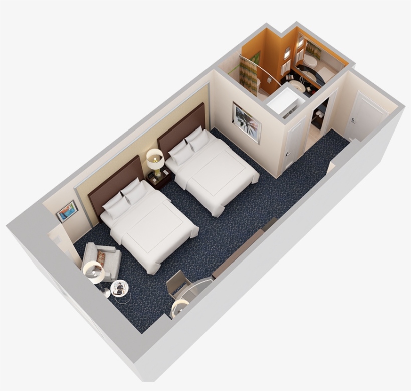 Standard Double Queen Room - Floor Plan Transparent PNG - 1024x768 ...