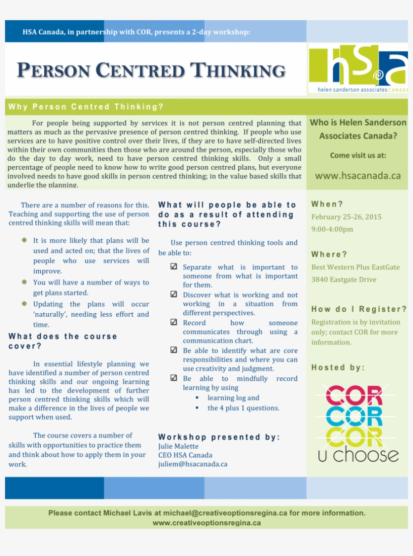 Person Centred Thinking Flyer Feb 2015 Creative Options - Creative ...