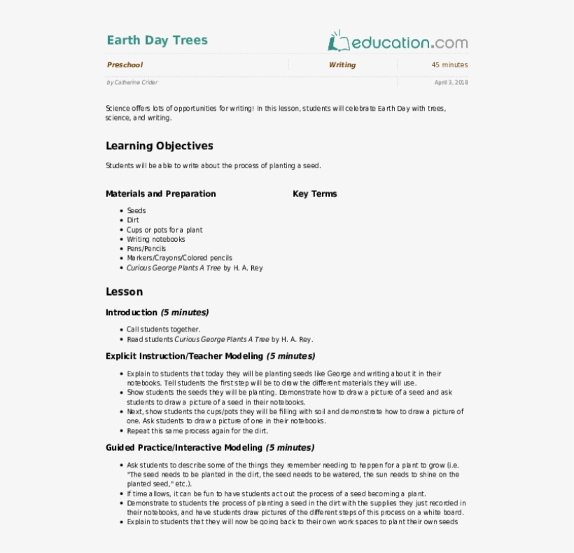 Related Learning Resources - Planting Trees Lesson Plan Transparent PNG ...