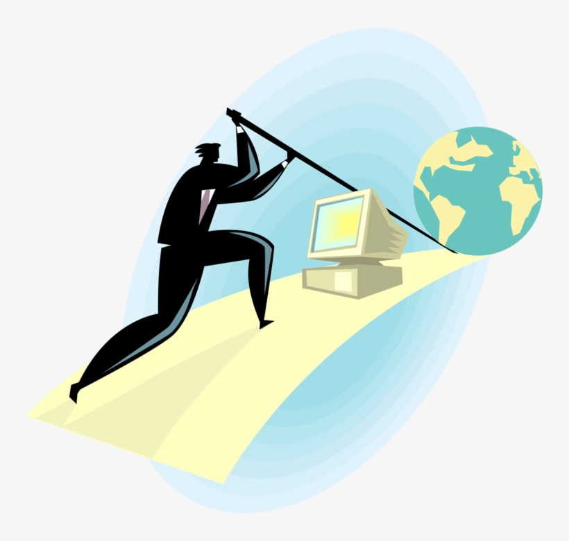 Vector Illustration Of Businessman Leveraging Technology - Leveraging ...
