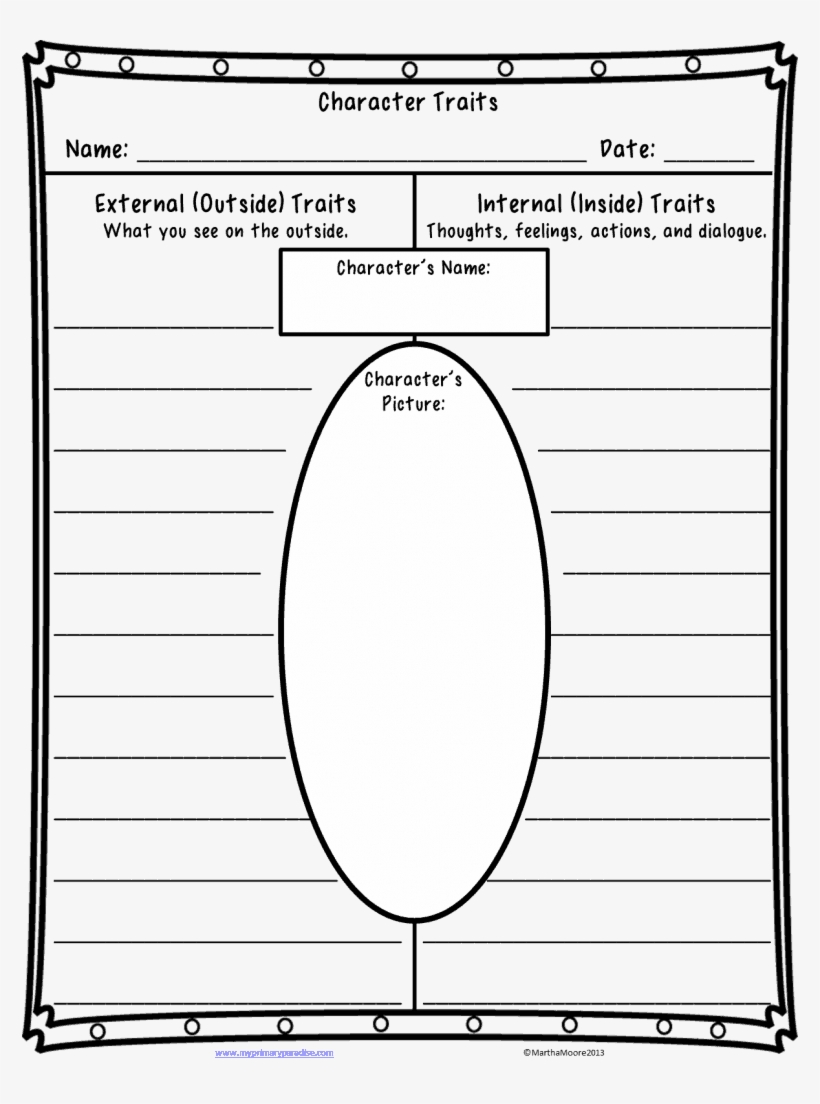 Free Character Traits Worksheet Character Traits Internal External