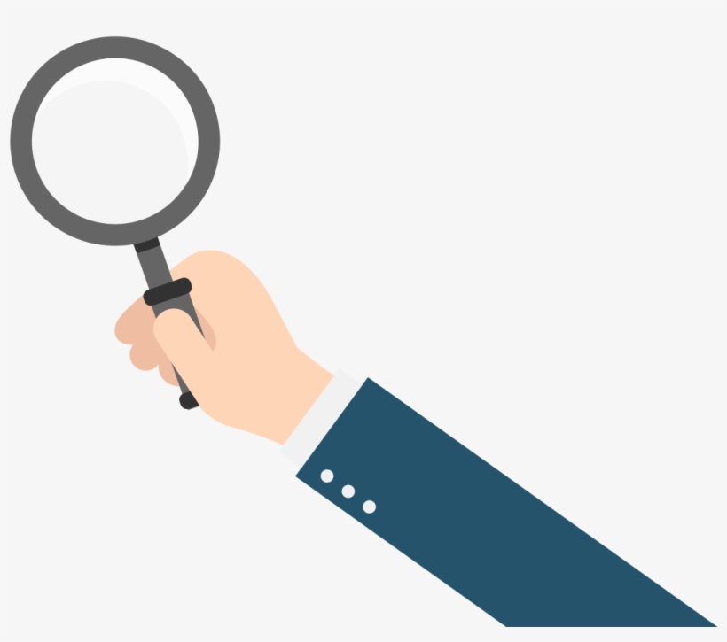 Open - Hand Holding Magnifying Glass Vector Transparent PNG - 2000x1125 ...