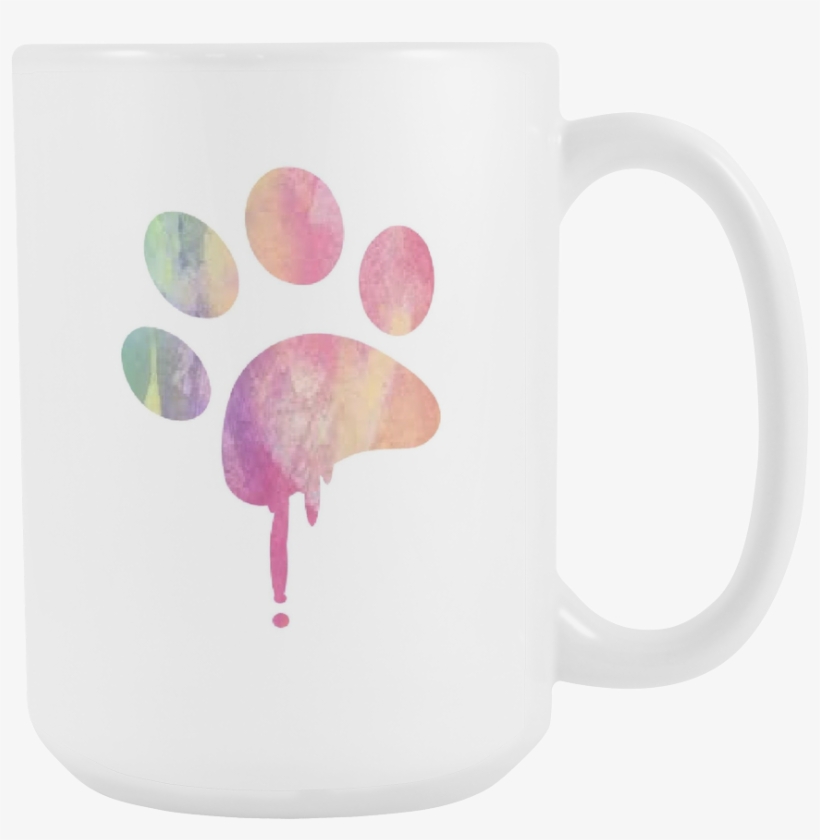 Fresh Watercolor Paw Print Coffee Mug 15 Oz - Watercolor Paw Png ...