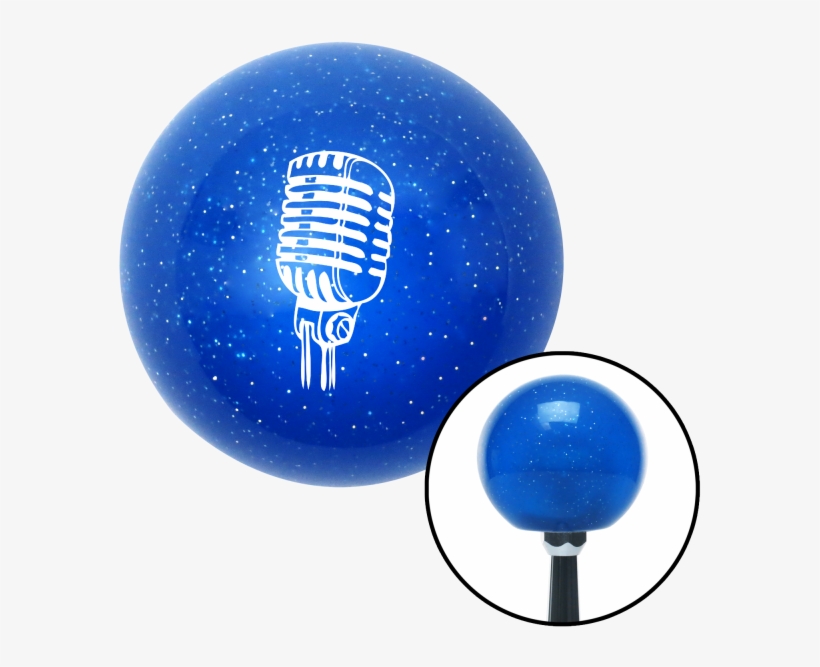 White Old School Microphone Blue Metal Flake Shift - 5 Speed Blue ...