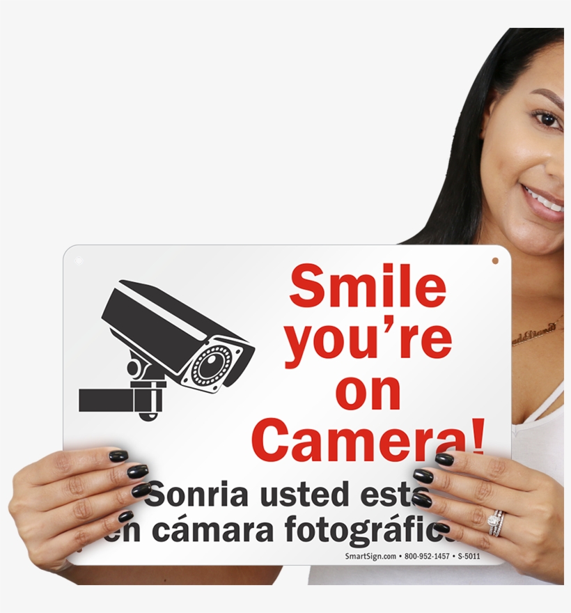 Bilingual Smile You're On Camera Sign Transparent PNG - 800x800 - Free ...