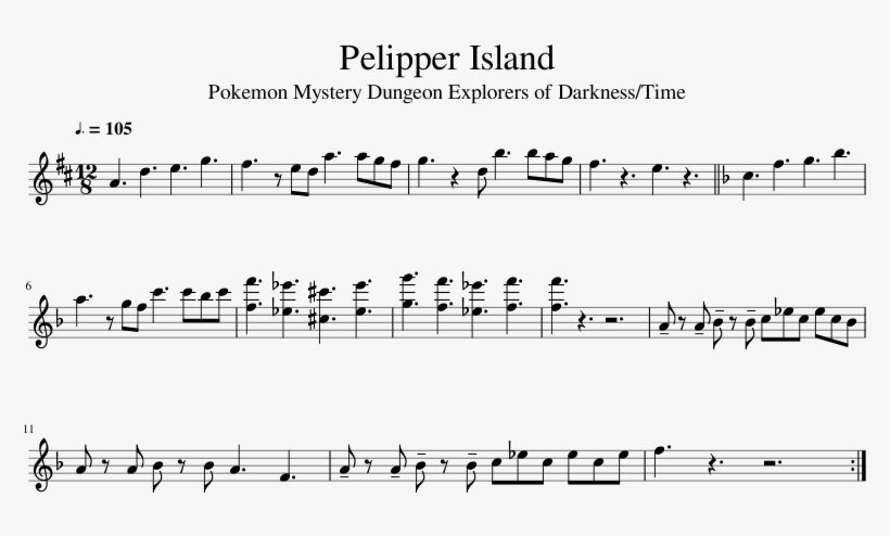 Pelipper Island Sheet Music 1 Of 1 Pages Transparent PNG - 850x1100 ...