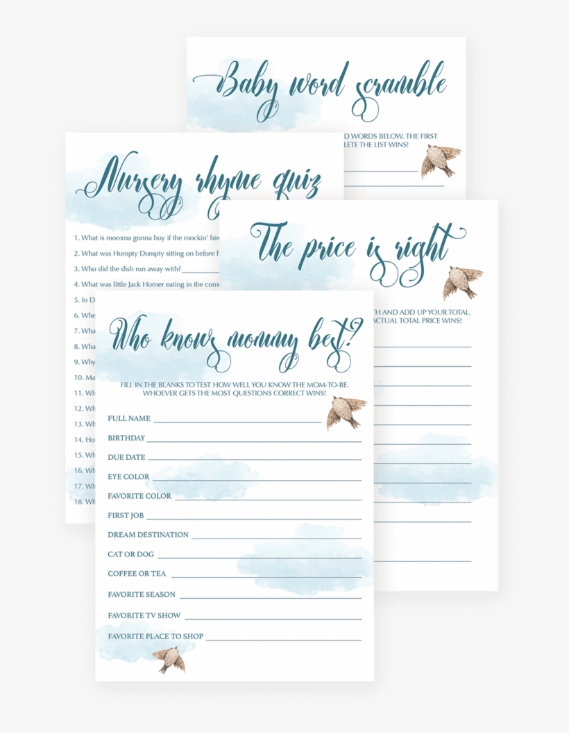 Blue Baby Shower Games Bundle Printable Pdf By Littlesizzle - Baby ...