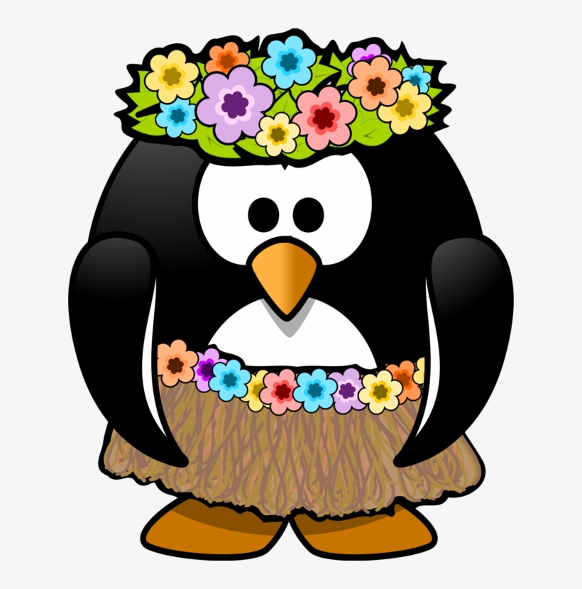 Hawaii Penguin Hula Aloha Luau - Hawaii Cartoon Transparent PNG ...