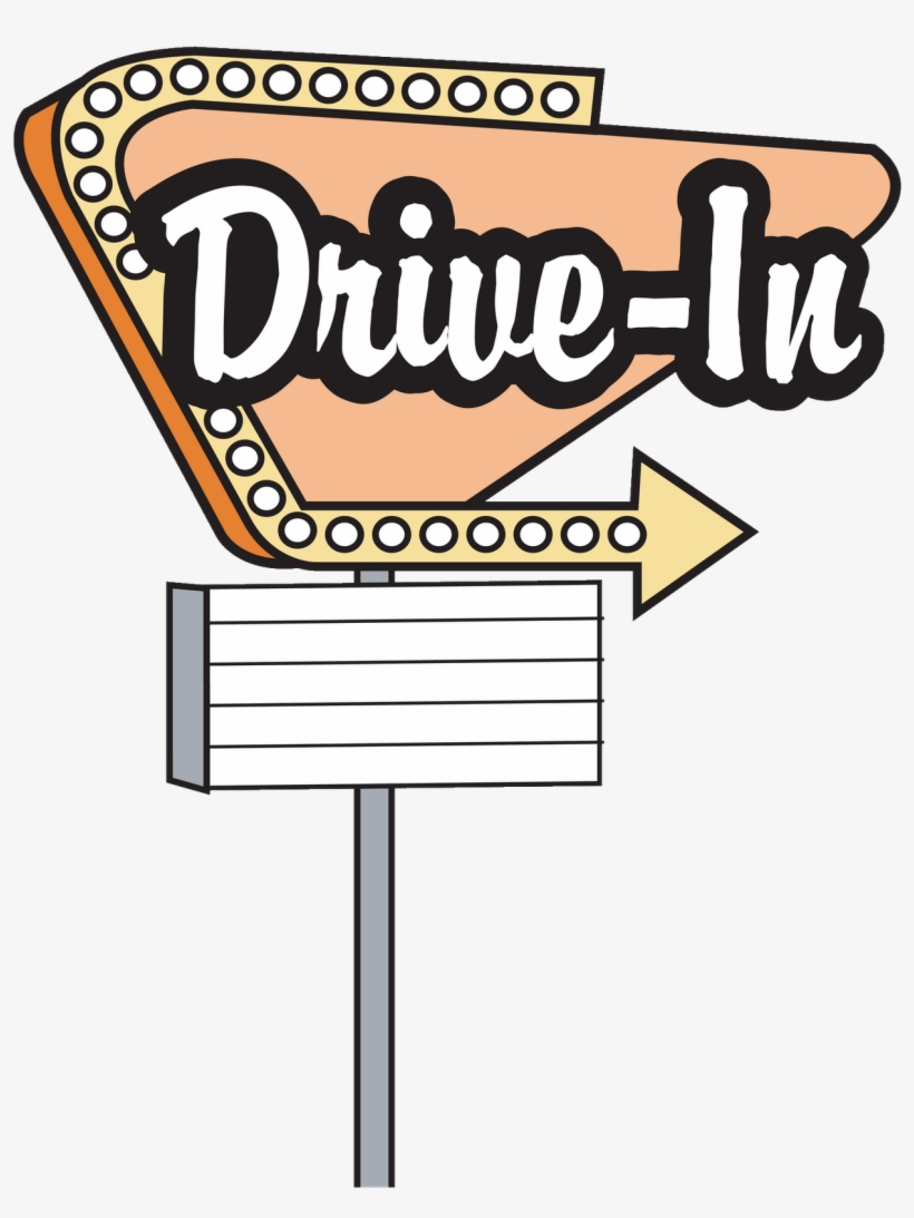 Black And White 50s Clipart Throwback - Drive In Movie Theater Sign ...