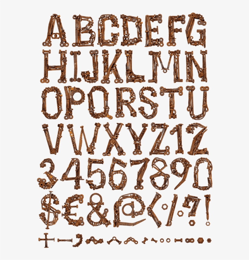 Rusty Metal Bolts Font - Rusty Font Transparent PNG - 595x808 - Free ...