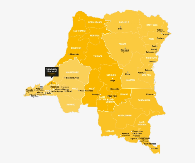 Réseaux Agence Rawbank 01 - Carte De La Rdc Avec 26 Provinces ...