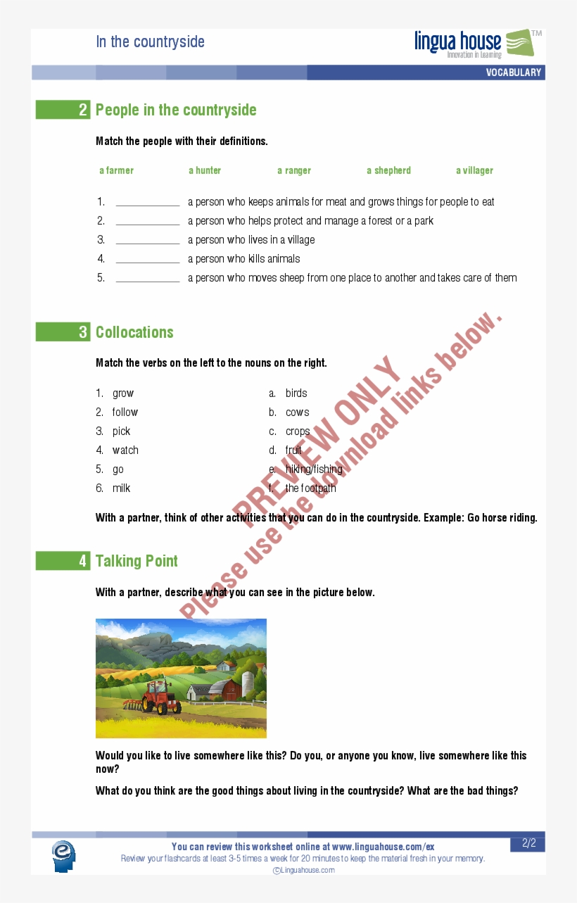 In The Countryside - Worksheet Transparent PNG - 861x1255 - Free ...