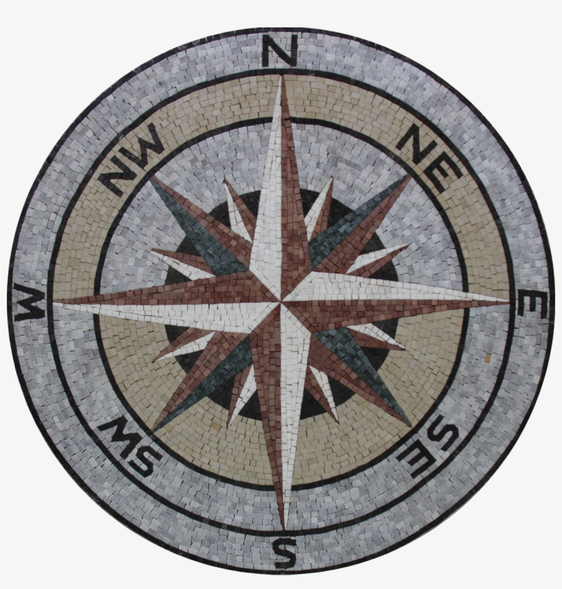 Nautical Compass Medallion Mosaic - Marble Compass Floor Transparent ...