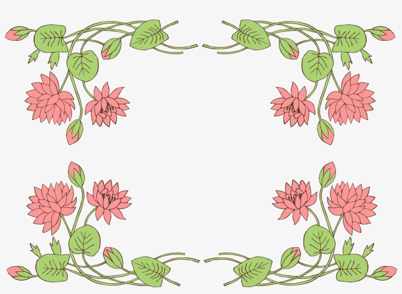 Jpg Download - Lotus Flower Page Border Designs Transparent PNG ...