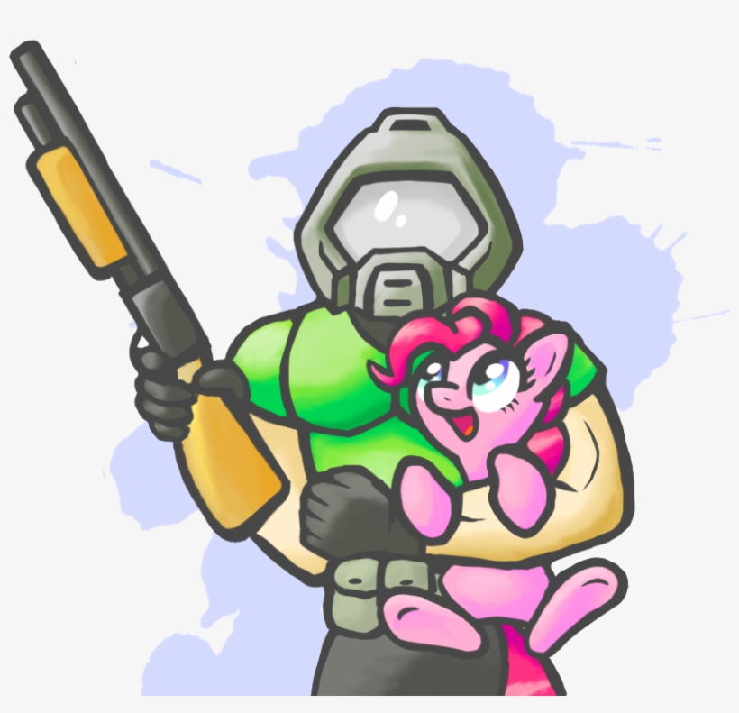 Metax-z, Crossover, Doom, Doomguy, Gun, Holding A Pony, - Doomguy Pony ...