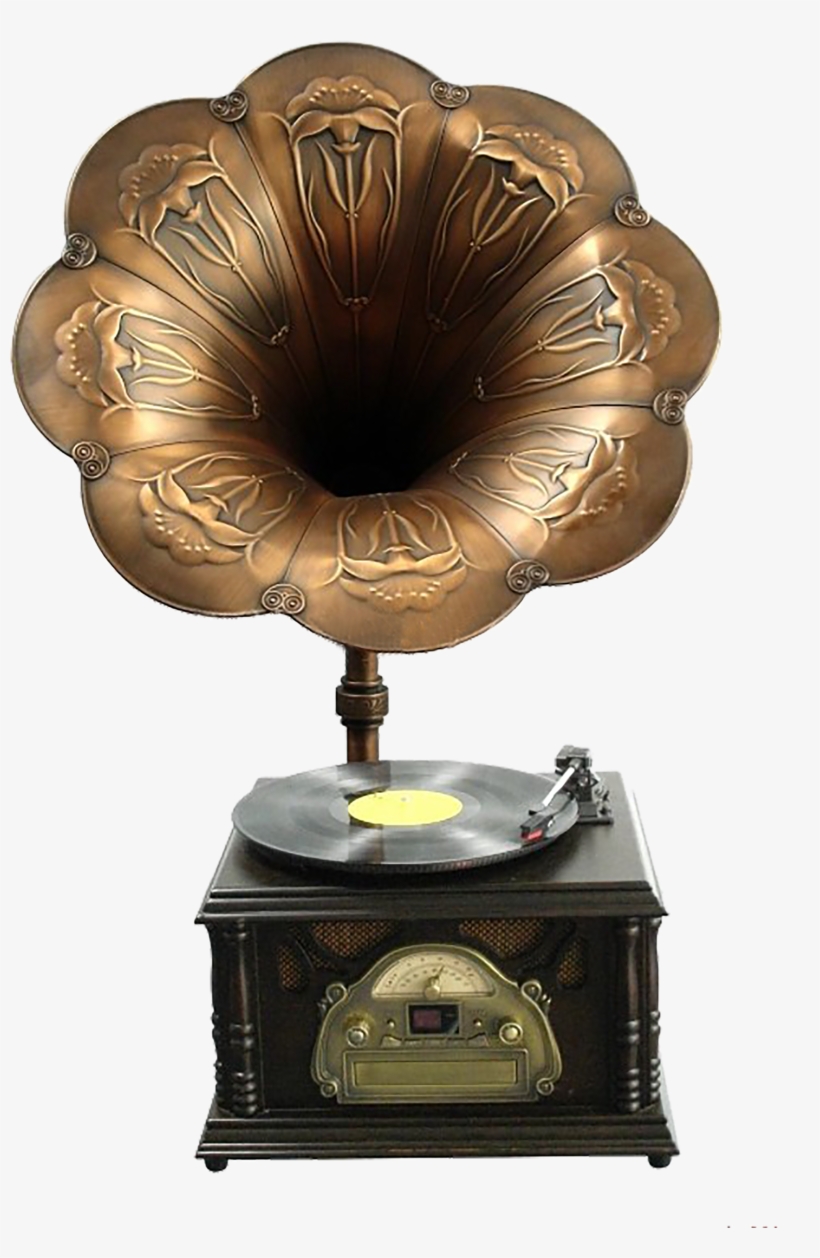Golden Vintage Metal Record Player - Phonograph Transparent PNG ...