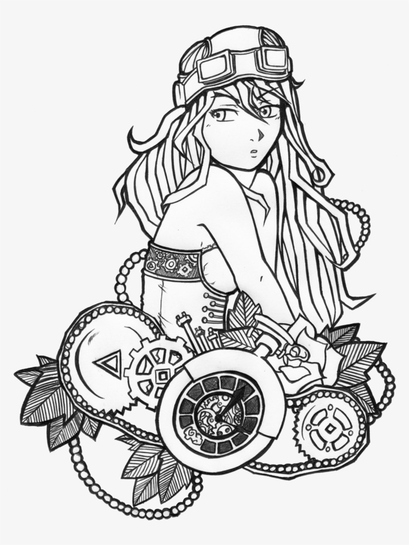 Drawn Goggles Steampunk - Steampunk Line Art Work Transparent PNG ...