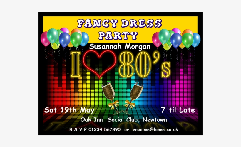 80's Fancy Dress Party Poster Transparent PNG - 560x800 - Free Download ...