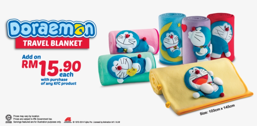 Kfc@doraemon Travel Blanket * - Kfc Doraemon Transparent PNG - 833x370 ...