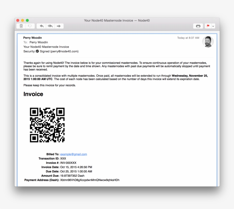 Example Invoice - Dash Wallet Address Example Transparent PNG ...