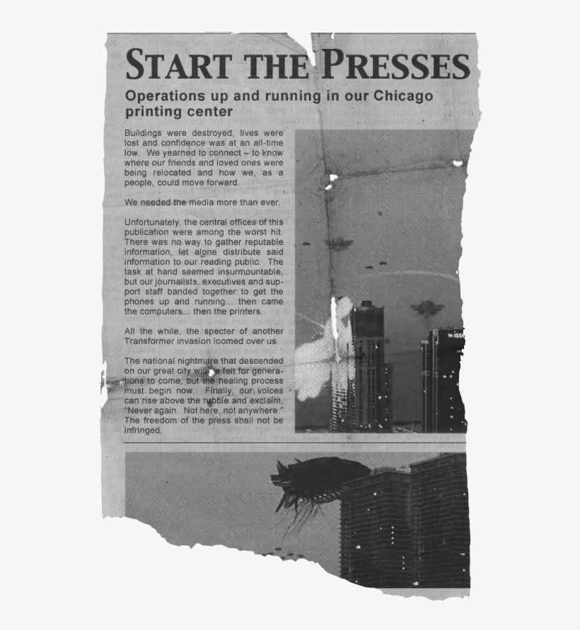 Newspaper Chicago - Transformers Age Of Extinction Battle Of Chicago ...