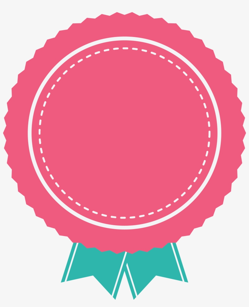 Pink Badge With Green Ribbon - Rotulo Png Rosa Transparent PNG ...