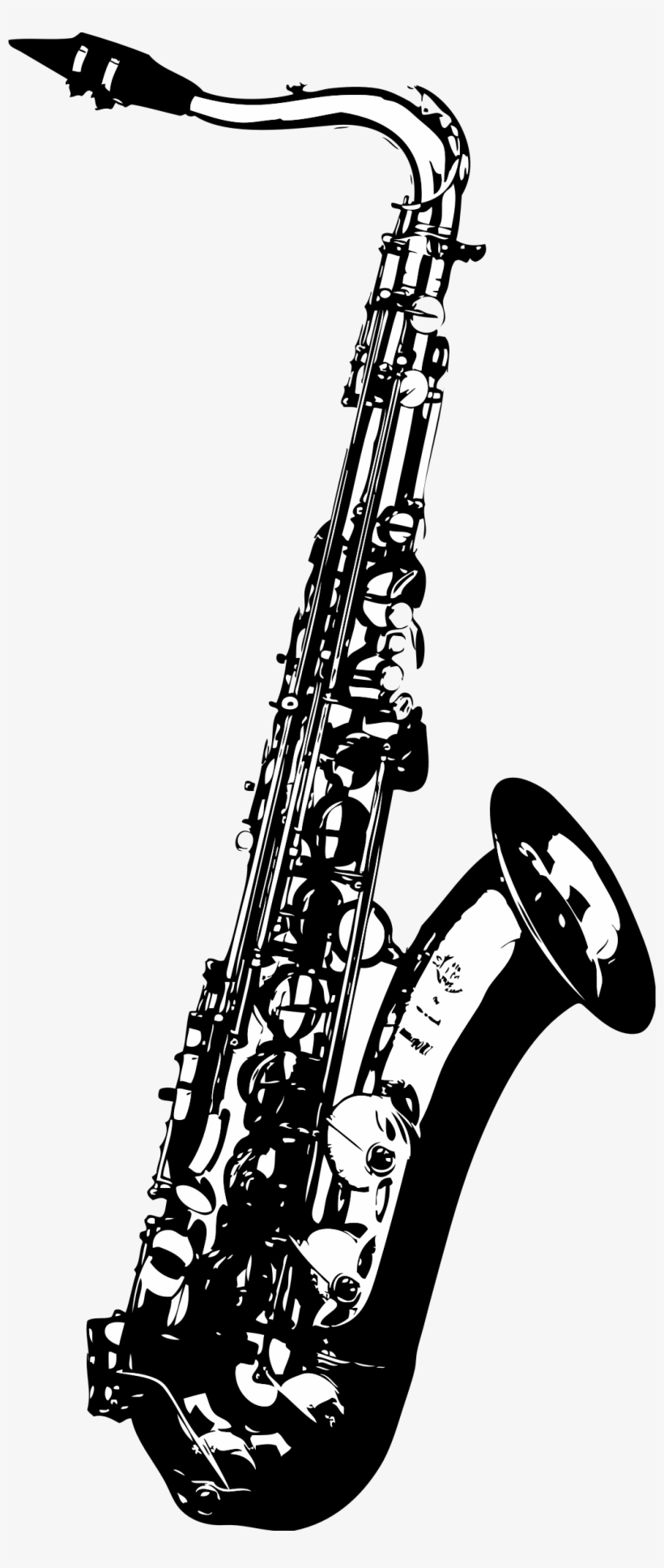 Saxophone Drawing Black And White - Logo Saxophone Transparent PNG ...