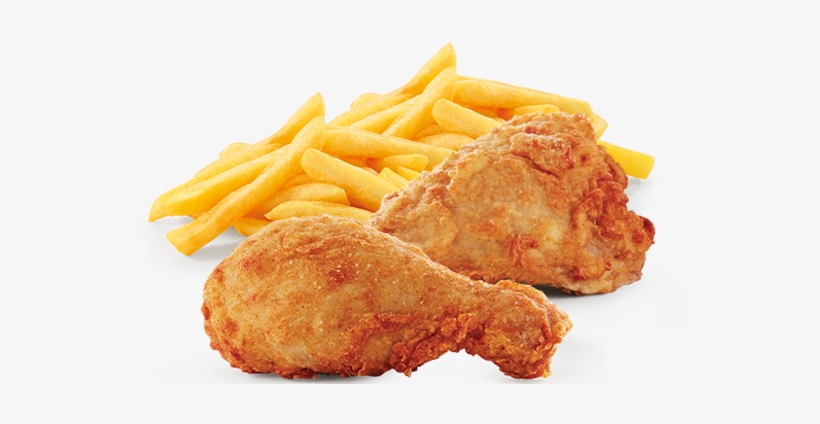 Chicken & Chips - 2 Piece Chicken And Chips Transparent PNG - 640x348 ...