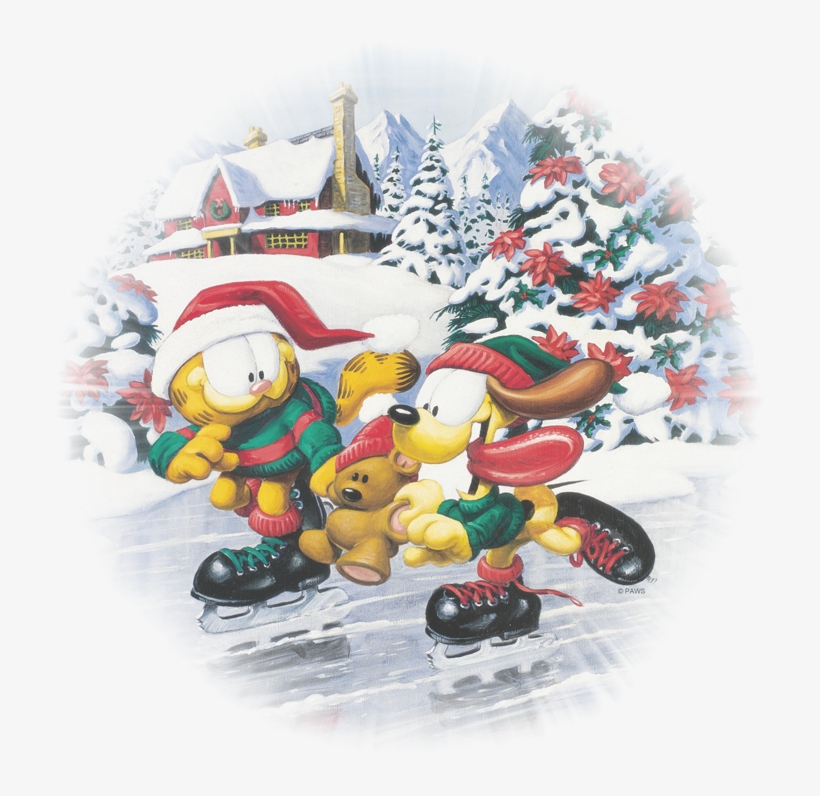 Garfield Ice Skating Juniors T-shirt - Garfield & Odie Ice Skating ...