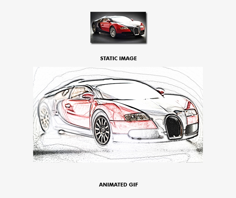 Gif Animated Sketch Photoshop Action - Bugatti Veyron Transparent PNG ...