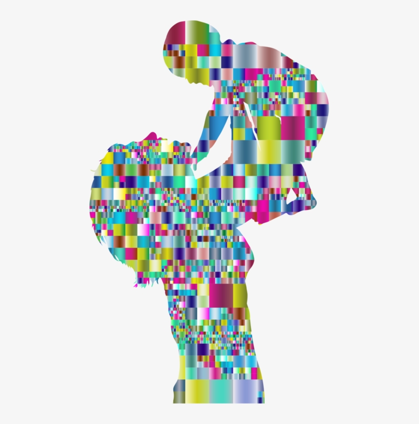 Mosaic Silhouette Infant Child Mother - Prismatic Mosaic Silhouette ...