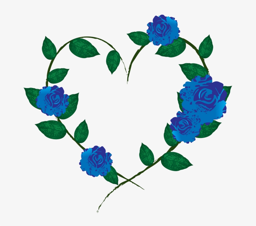 Blue And Green Flower Heart - Heart Flower Blue Png Transparent PNG ...