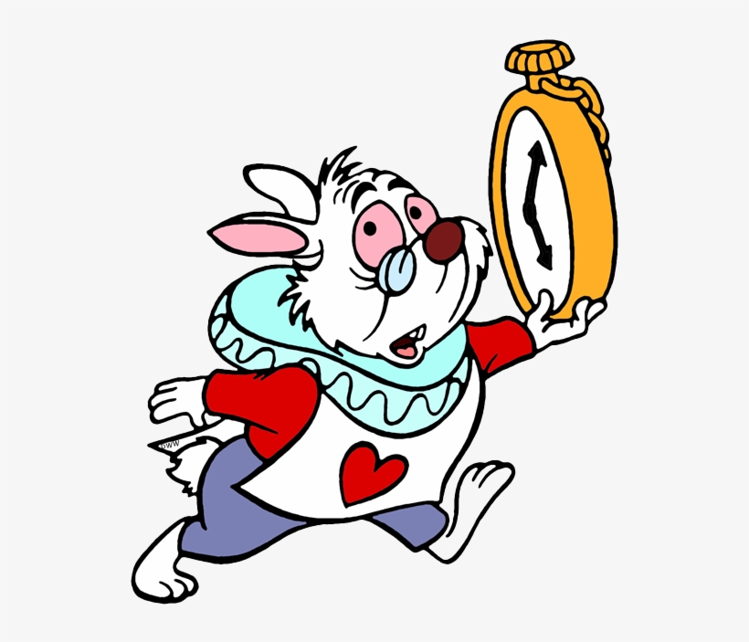 New White Rabbit Running With Watch - Cartoon Transparent PNG - 540x623 ...